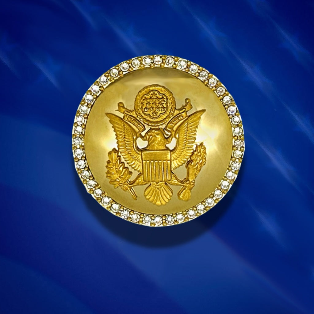 Great Seal with Crystal Border Pin – Ann Hand